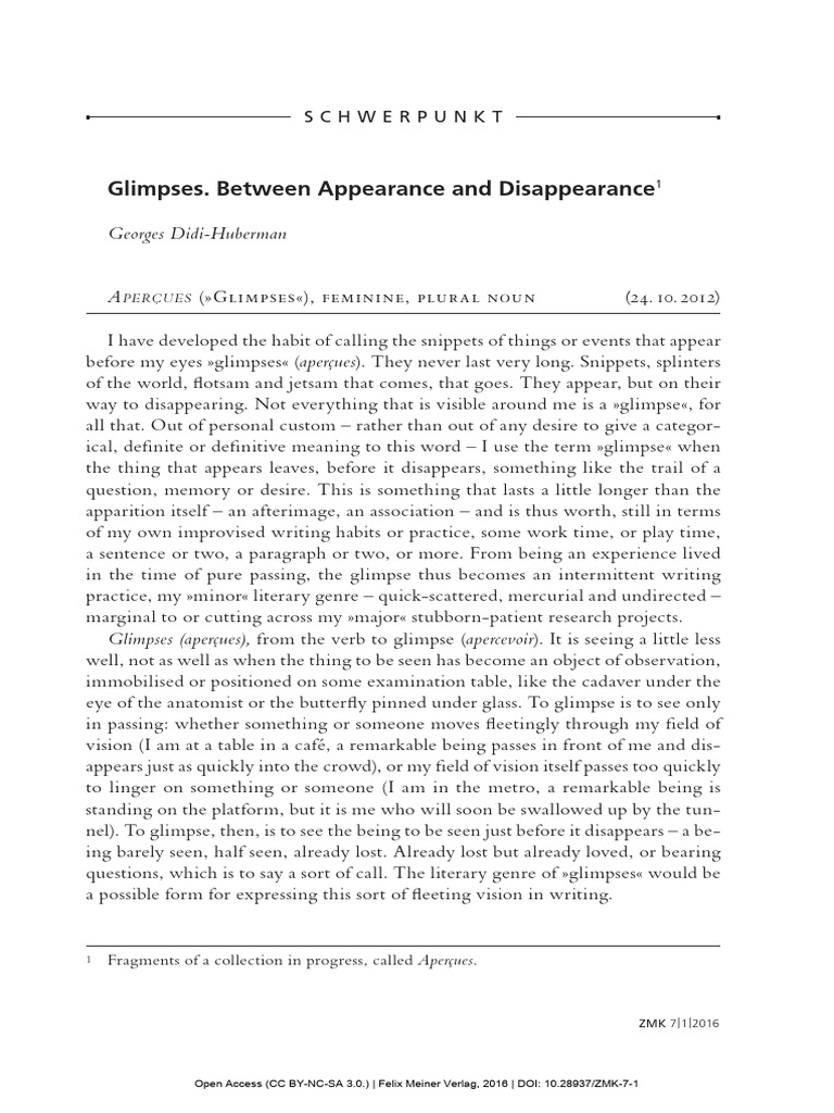 ZMK 2016 1 109-124 Didi-Huberman Glimpses | PDF | Labia