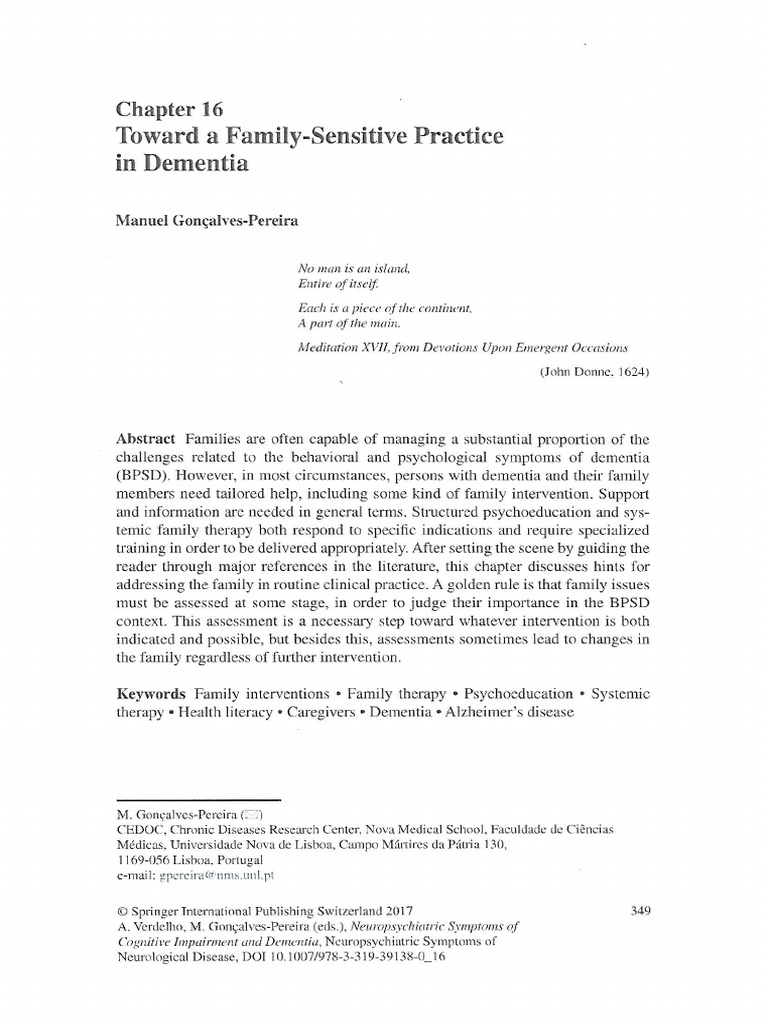 Toward A Family-Sensitive Practice in Dementia | PDF