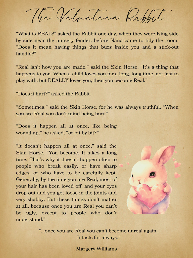 The Velveteen Rabbit Wall Quote | PDF
