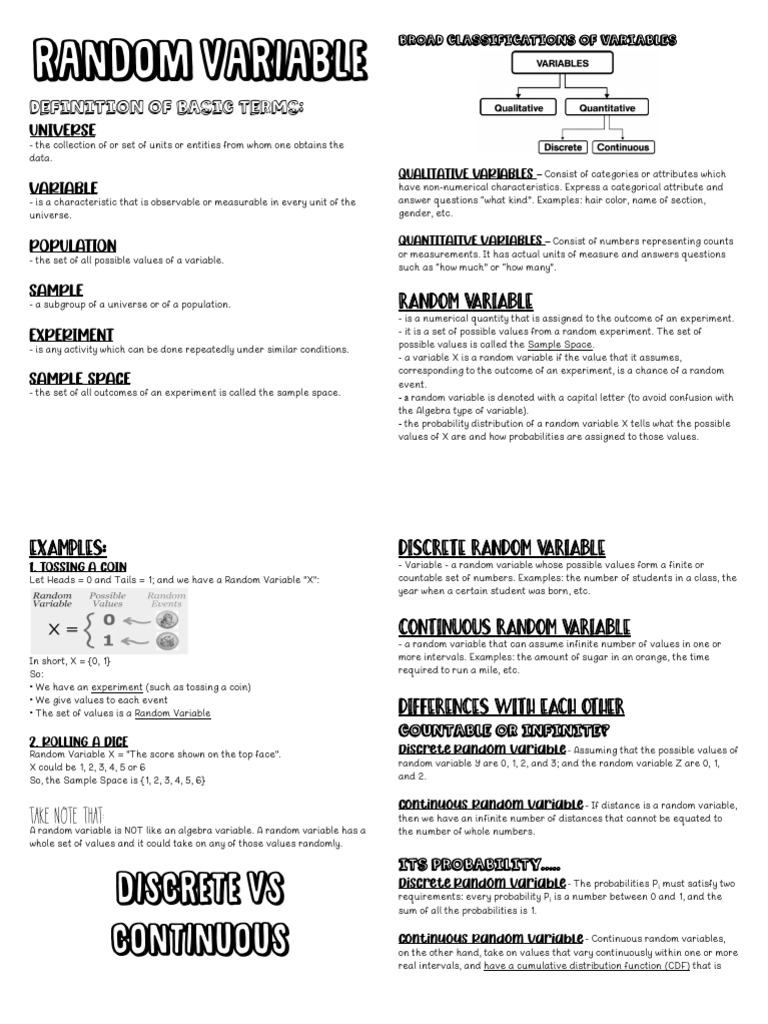 Stats and Prob Reviewer | PDF | Random Variable | Probability Distribution