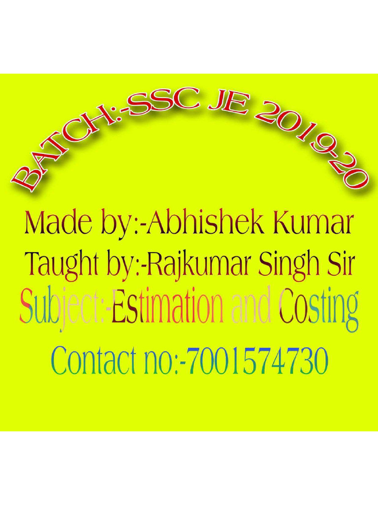 Estimation & Costing Notes - 415167 - Crwill | PDF