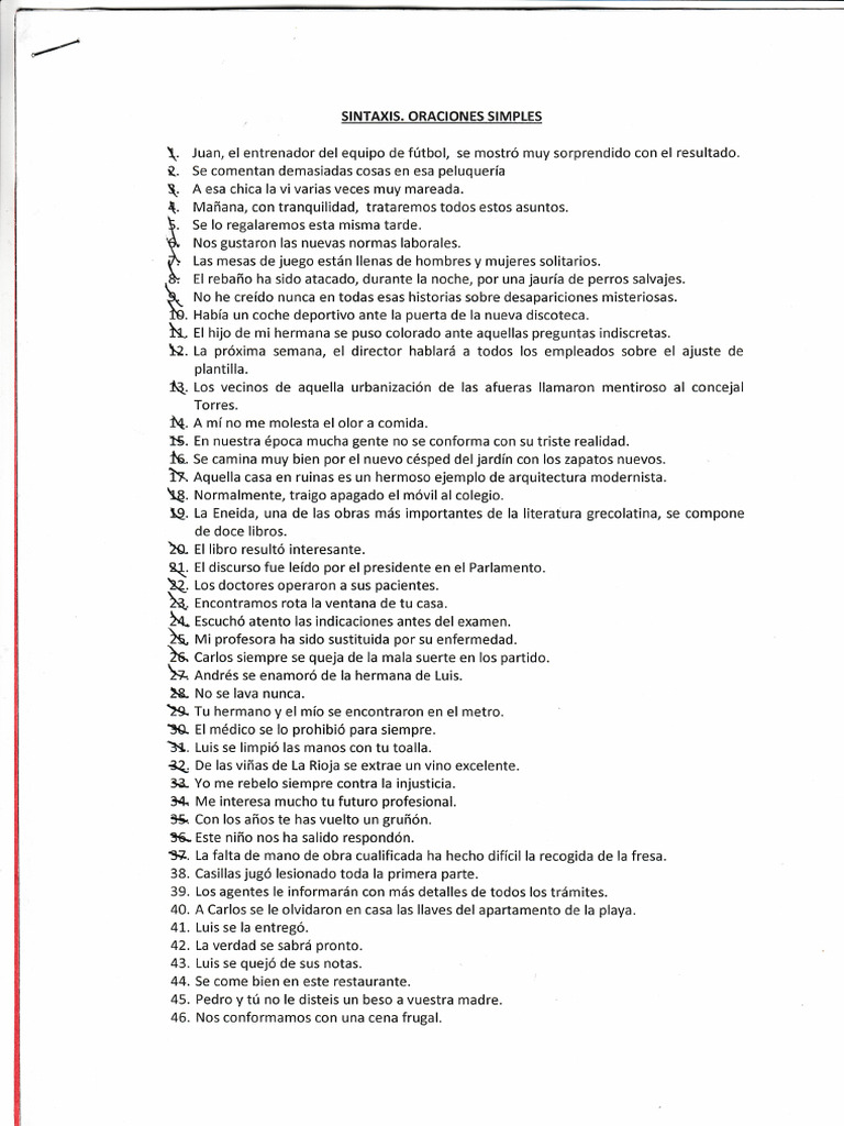 Sintaxis - Oraciones Simples | PDF