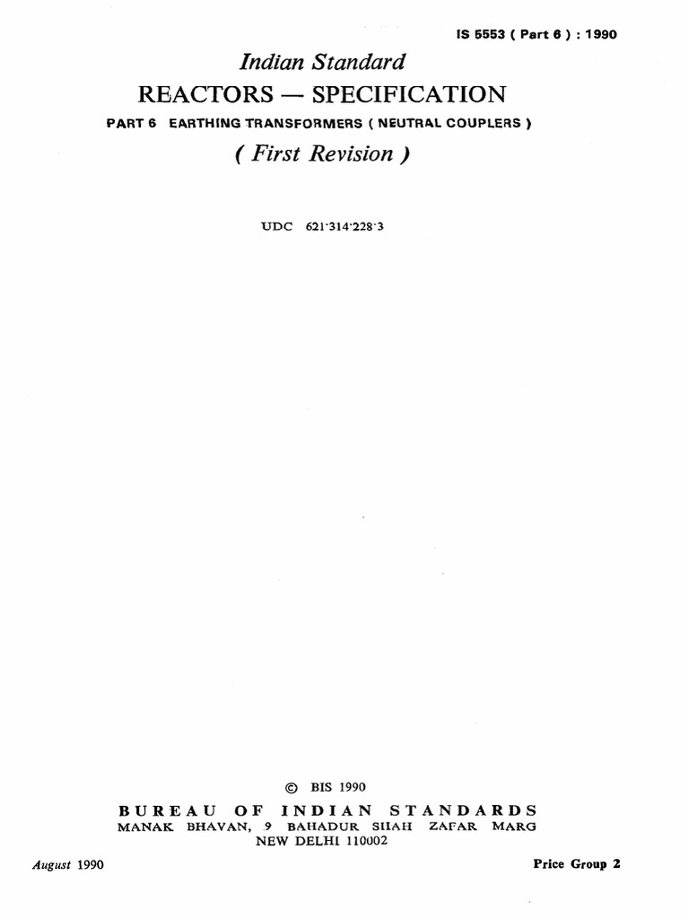 IS 5553_6 | PDF | Transformer | Electrical Impedance