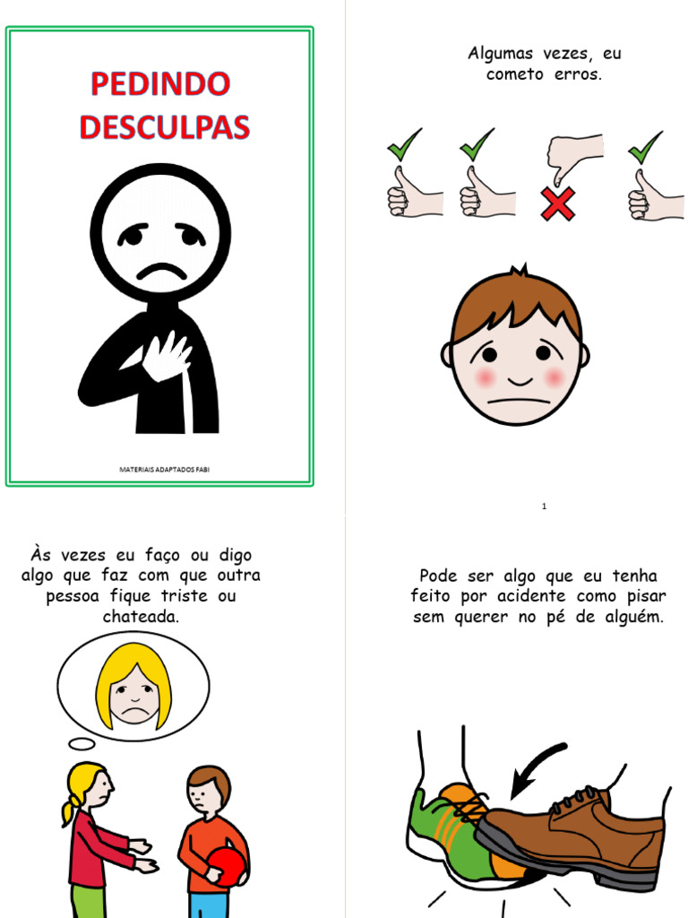 Mini Book - Social Story - Pedindo Desculpas (3) | PDF