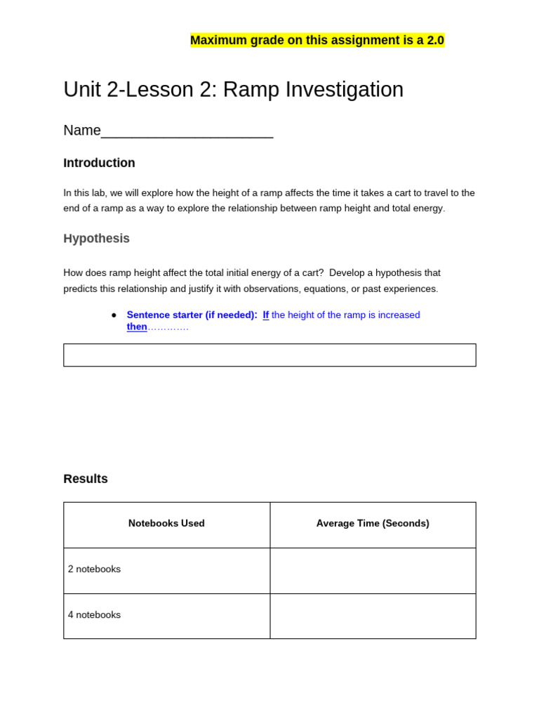 Checkpoint 1 - Ramp Investigation | PDF | Teaching Methods & Materials