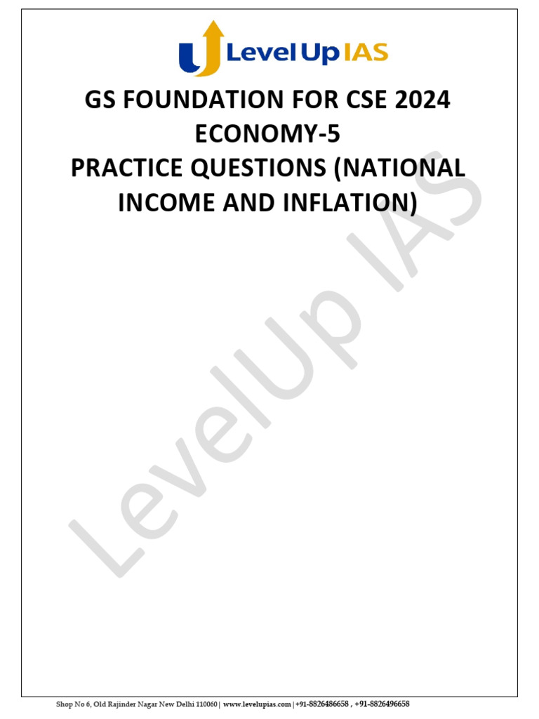 Gs Foundation For Cse 2024 Economy-5 Practice Questions (National ...