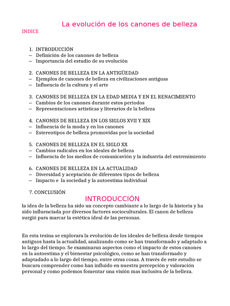 Evolución de los cánones de belleza | PDF | Belleza | Moda