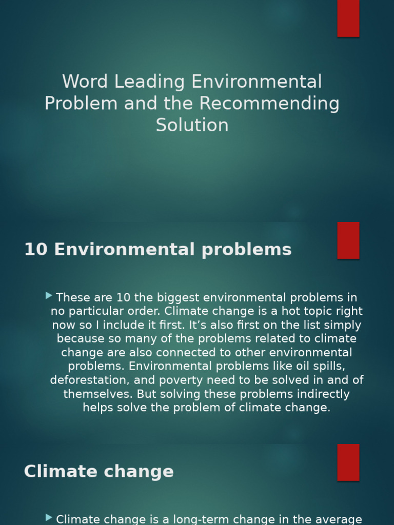 Word Leading Environmental Problem and The Recommending Solution GE3 3. ...