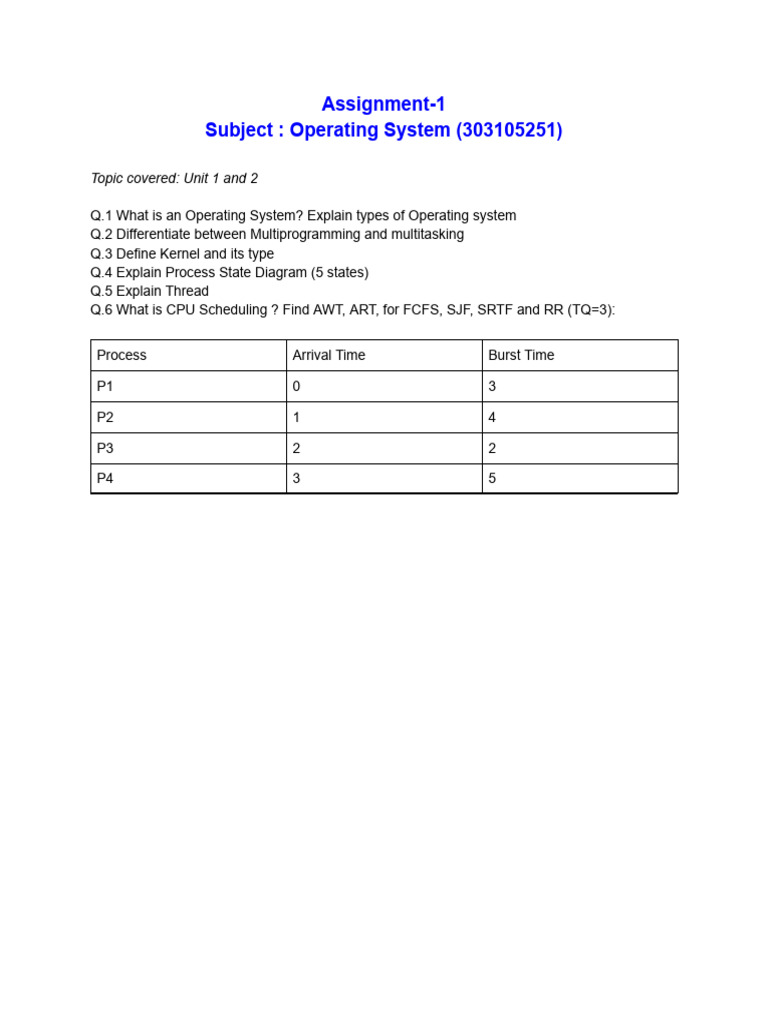 OS Assignment 1 | PDF