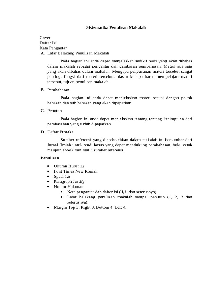 Sistematika Penulisan Makalah | PDF