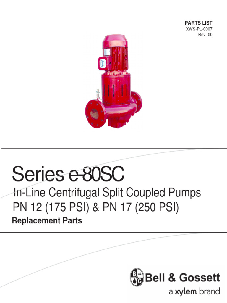 e-80SC Pump Replacement Parts List | PDF | Screw | Washer (Hardware)