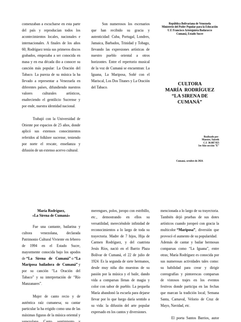 Biografía de María Rodríguez, la Sirena | PDF | Carnaval