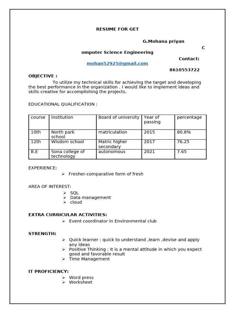 RESUME FOR GET PDF Cognition Behavior Modification