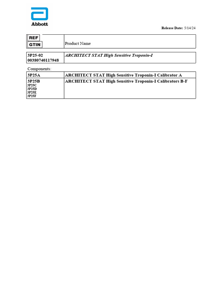 Arc Stat Hs Troponin - I Calibradores-ABBOTT | PDF | Seguridad y salud ocupacional