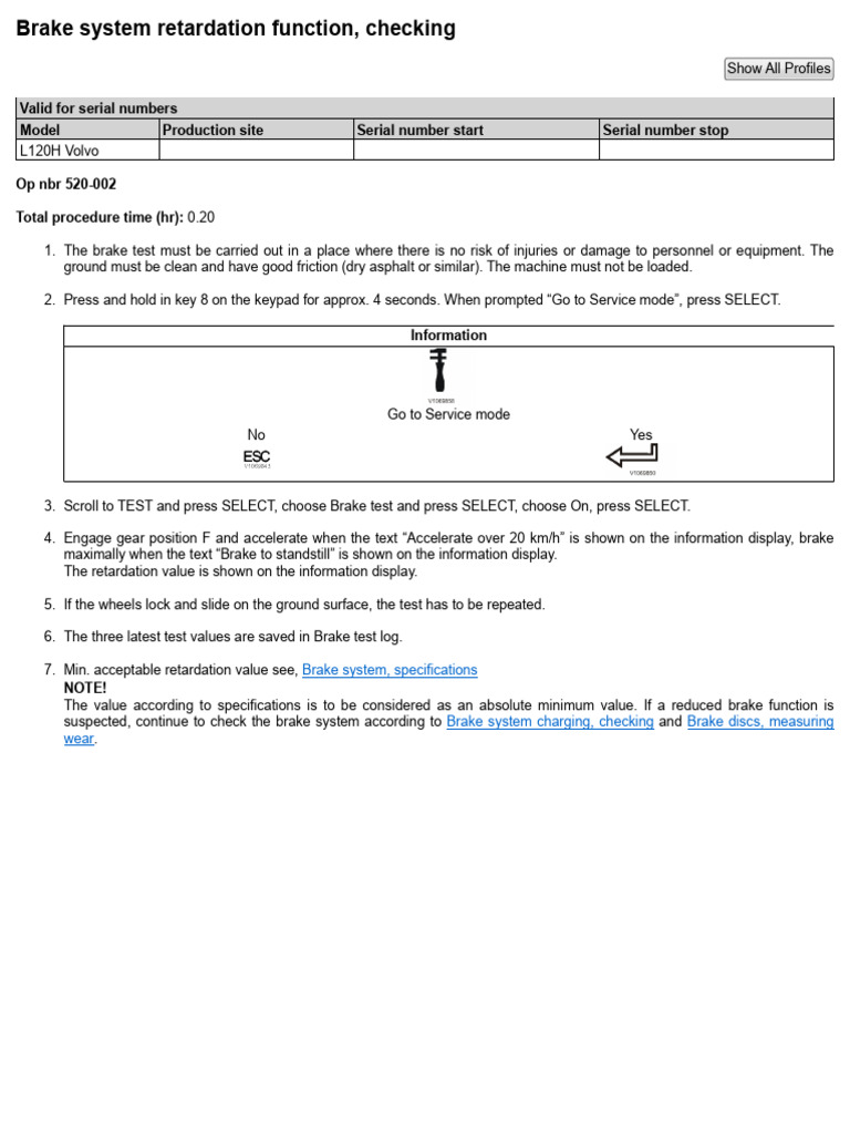 Brake System Retardation Test Guide | PDF