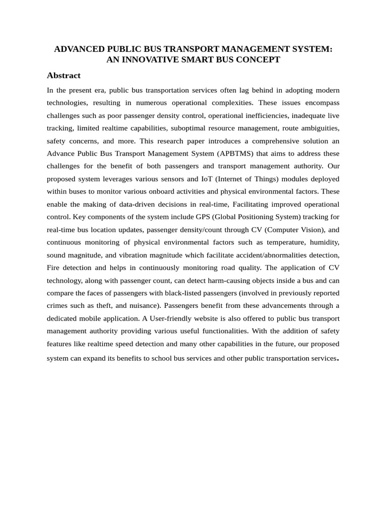 Advanced Public Bus Transport Management System | PDF | Internet Of Things | Logic Synthesis