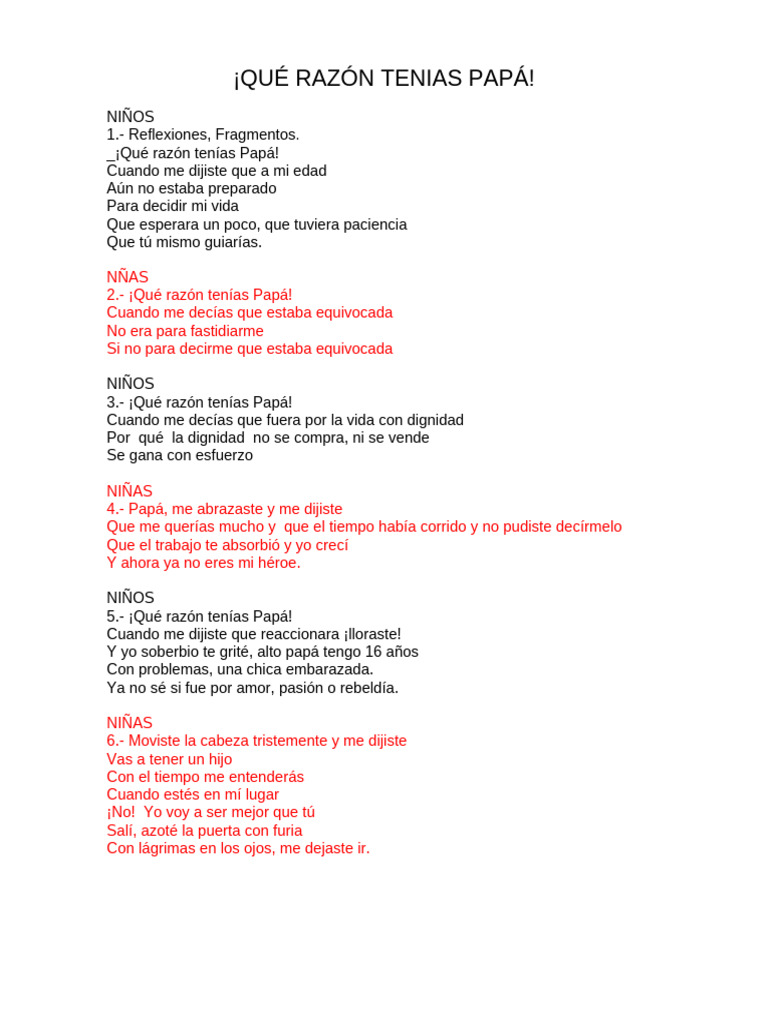 ¡Qué Razón Tenías Papá! | PDF