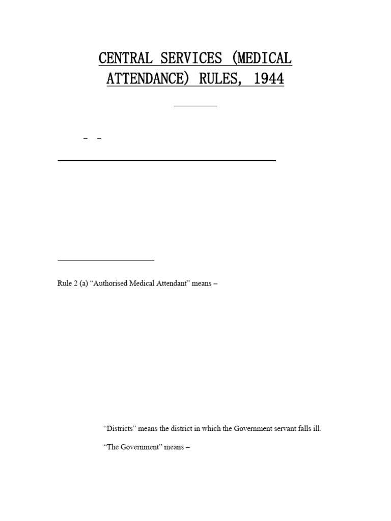 Central Services Medical Attendance Rules | PDF | Hospital | Medical ...