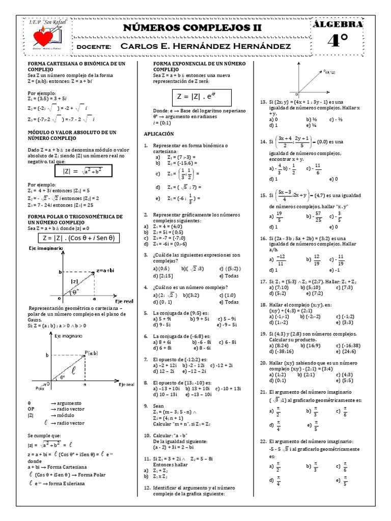 Alg - 4to - Números Complejos Ii | PDF | Número complejo | Números