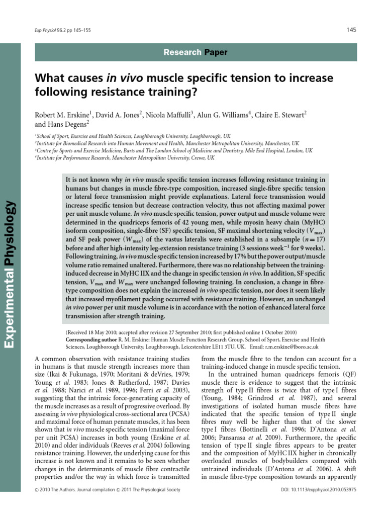 Muscle Specific Tension Post-Training | PDF | Strength Training ...
