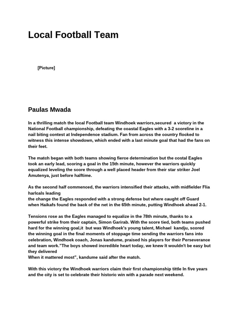 Local Football Team | PDF