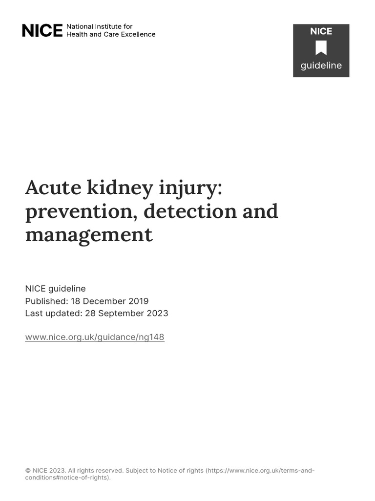 Acute Kidney Injury Prevention Detection and Management PDF ...