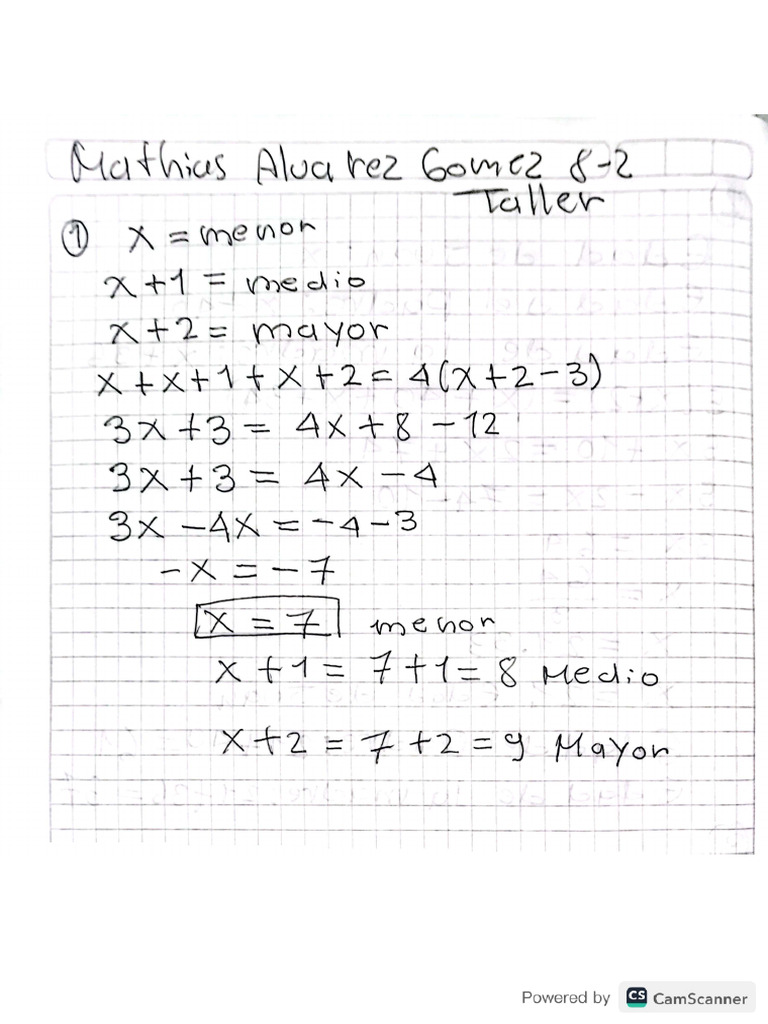 Taller de Matemáticas Mathias Álvarez Gómez | PDF