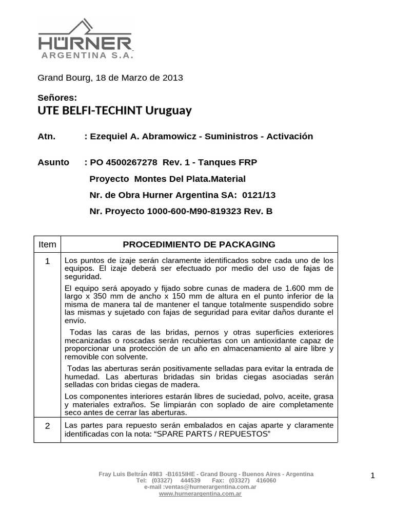Po4500267278 - Procedimiento de Packaging | PDF