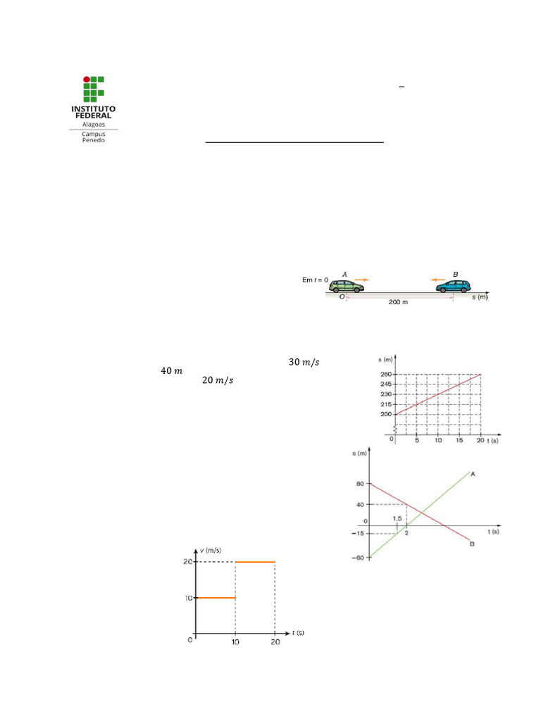 Segunda Lista de Exercícicos -1 ano (MRU) | PDF