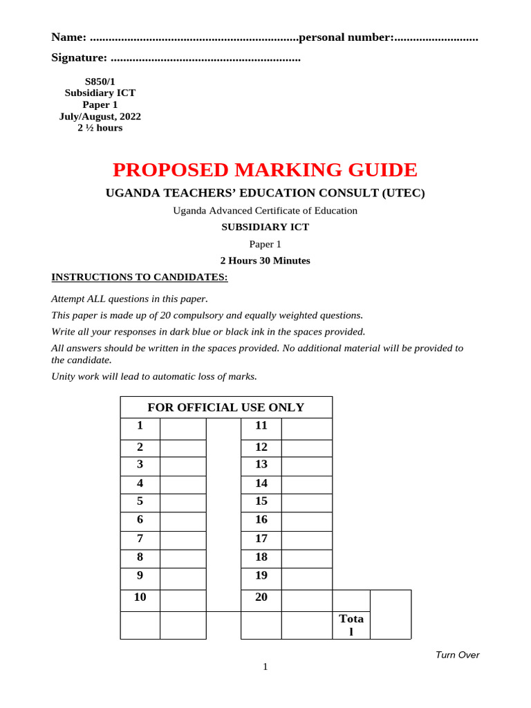 Uganda Teachers' Education Consult (Utec) 2022 Making Guide Subsidiary ...