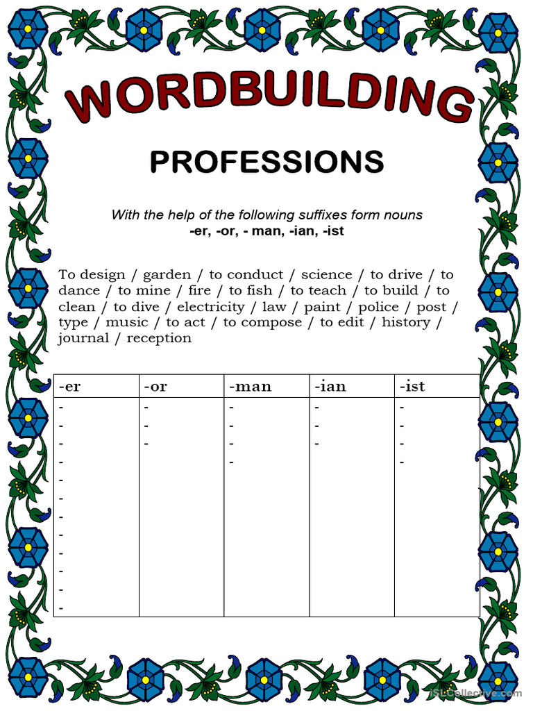 Wordbuilding - Professions | PDF
