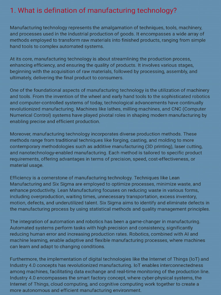 Manufacturing Imp Questions 241014 203727 | PDF