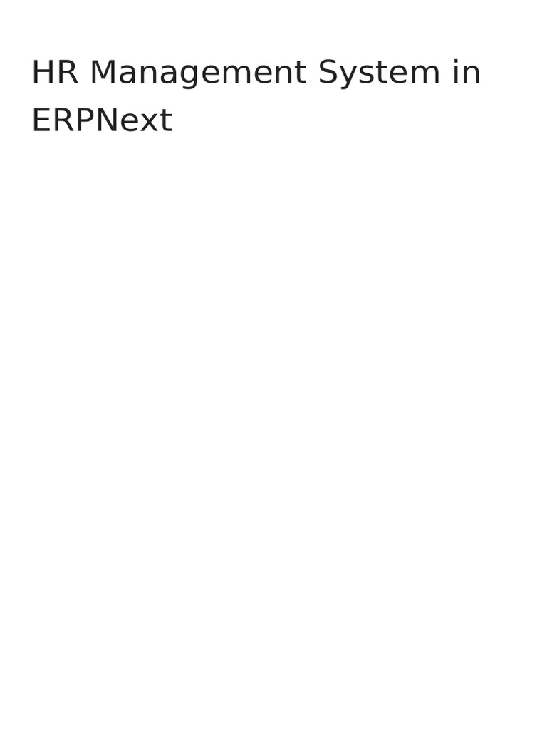 HR Management System in Erpnext | PDF | Human Resources | Nonprofit ...