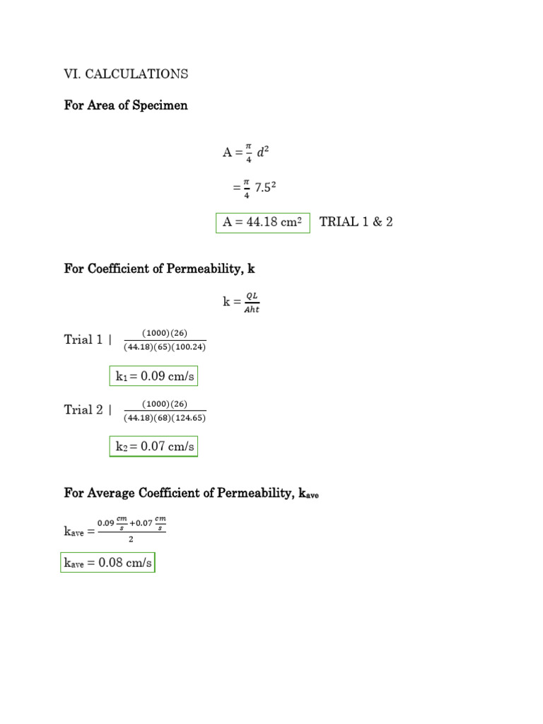 Soil Permeability Calculations | PDF