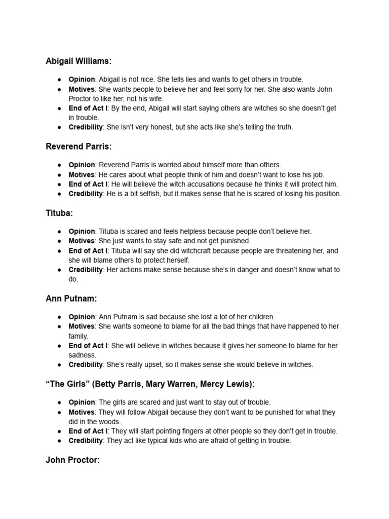Crucible Character Analysis | PDF | Early Modern Witch Hunts | Witch ...