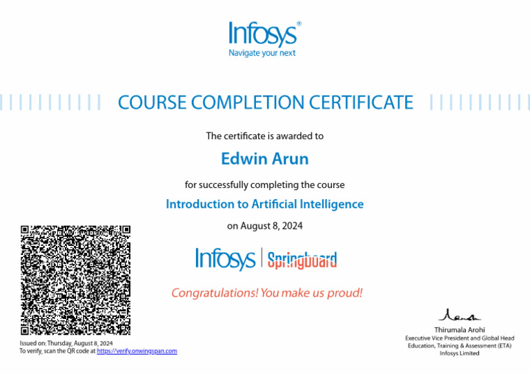 Introduction To Artificial Intelligence-Infosys | PDF