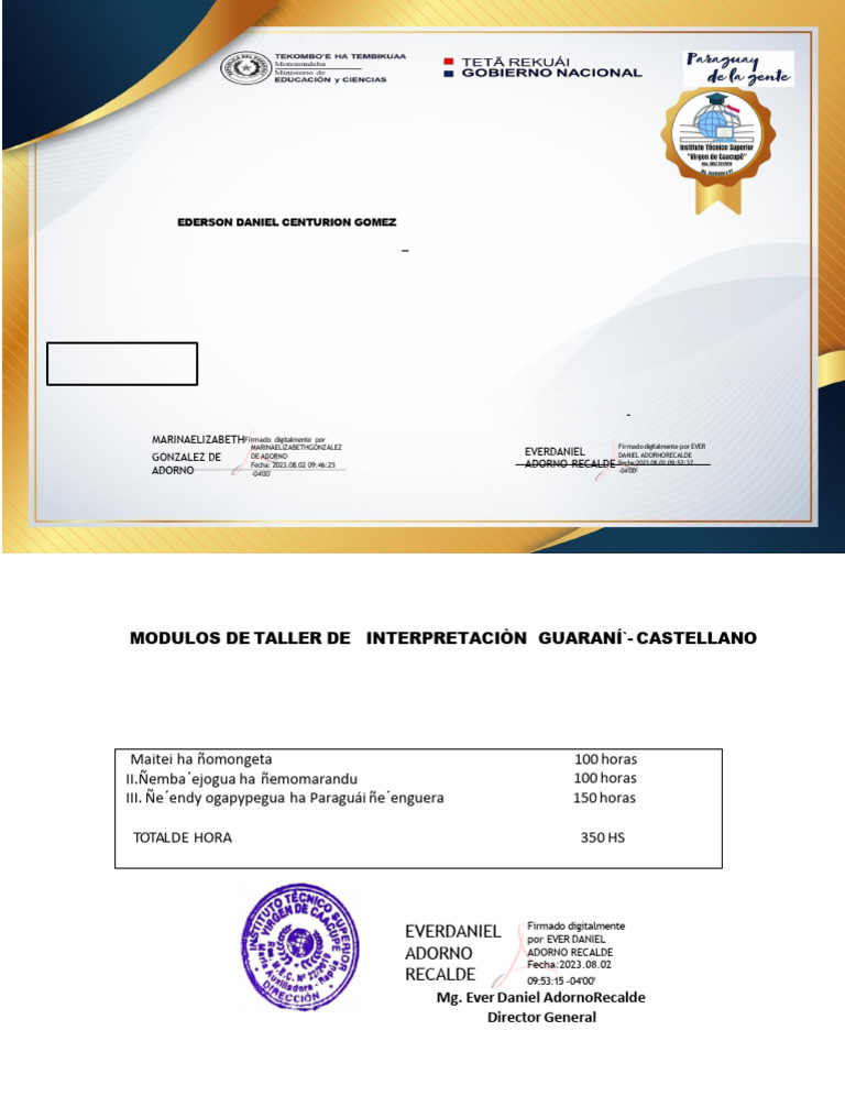 Curso Taller Interpretacion Guarani - Cast Ederson | PDF | Paraguay