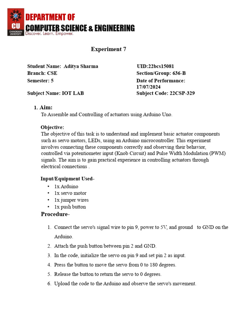 Iot 7 Adi | PDF | Servomechanism | Arduino