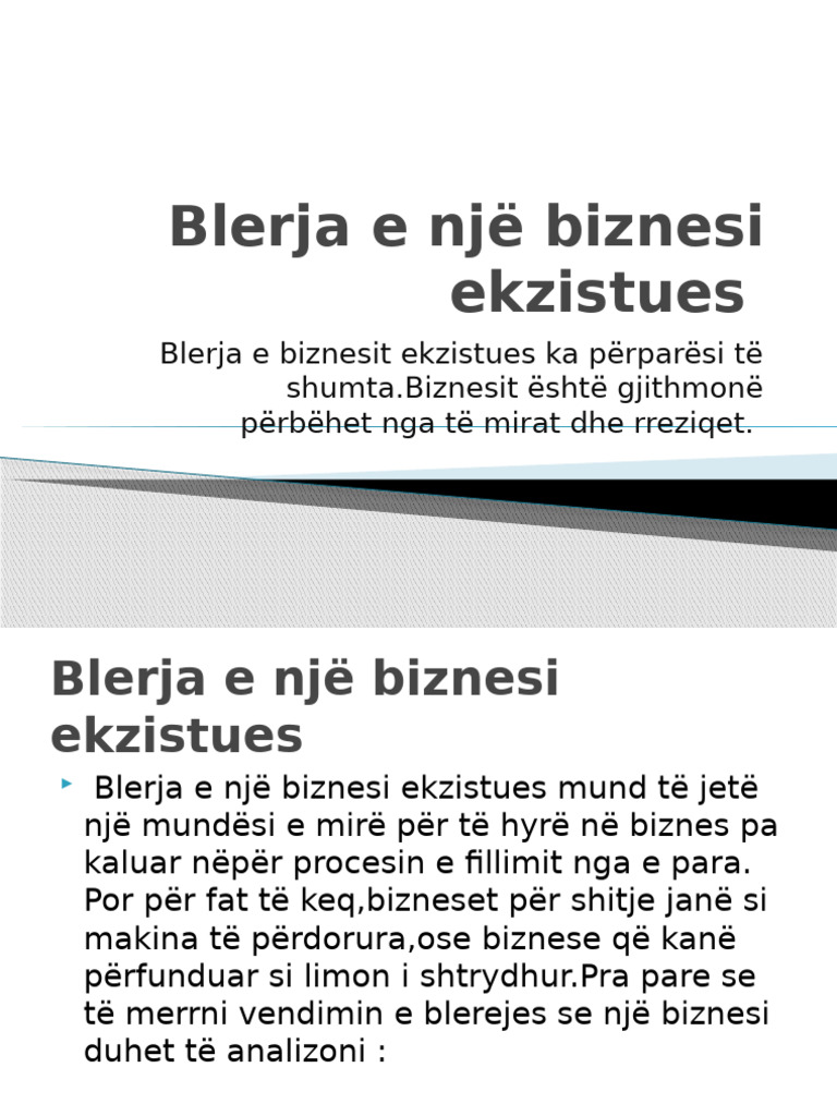 Blerja e Nje Biznesi Te Ri 7 | PDF