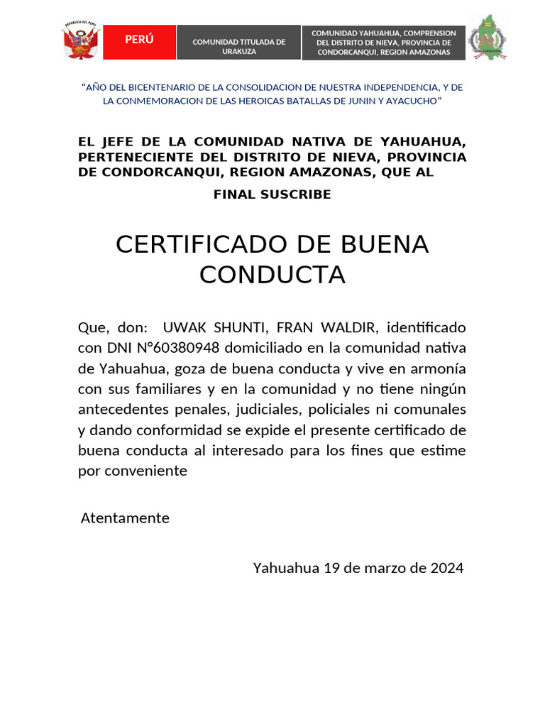 Certific Bue-Conducta | PDF