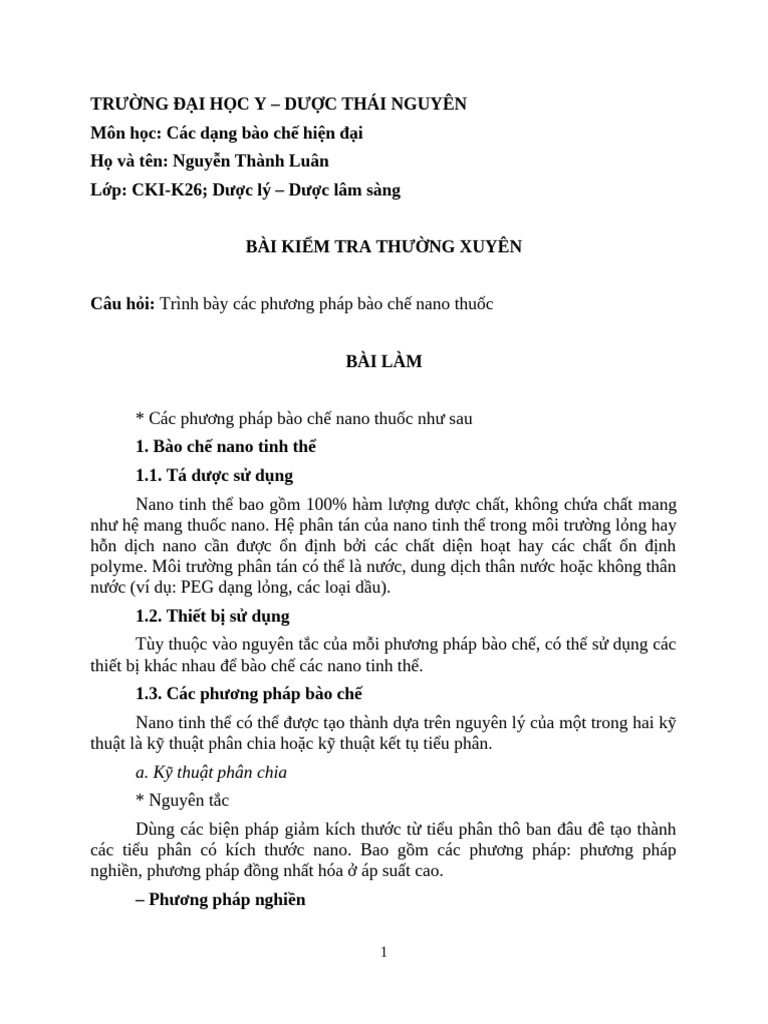 Bài KT số 1 - Nguyễn Thành Luân | PDF