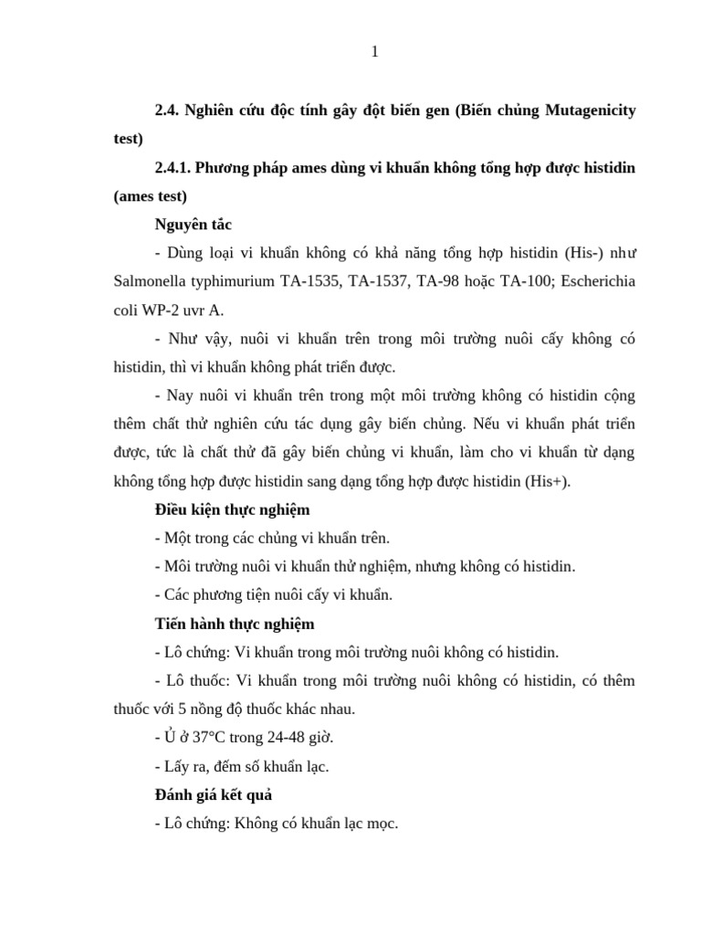 2.4 Nghiên cứu độc tính gây đột biến gen | PDF