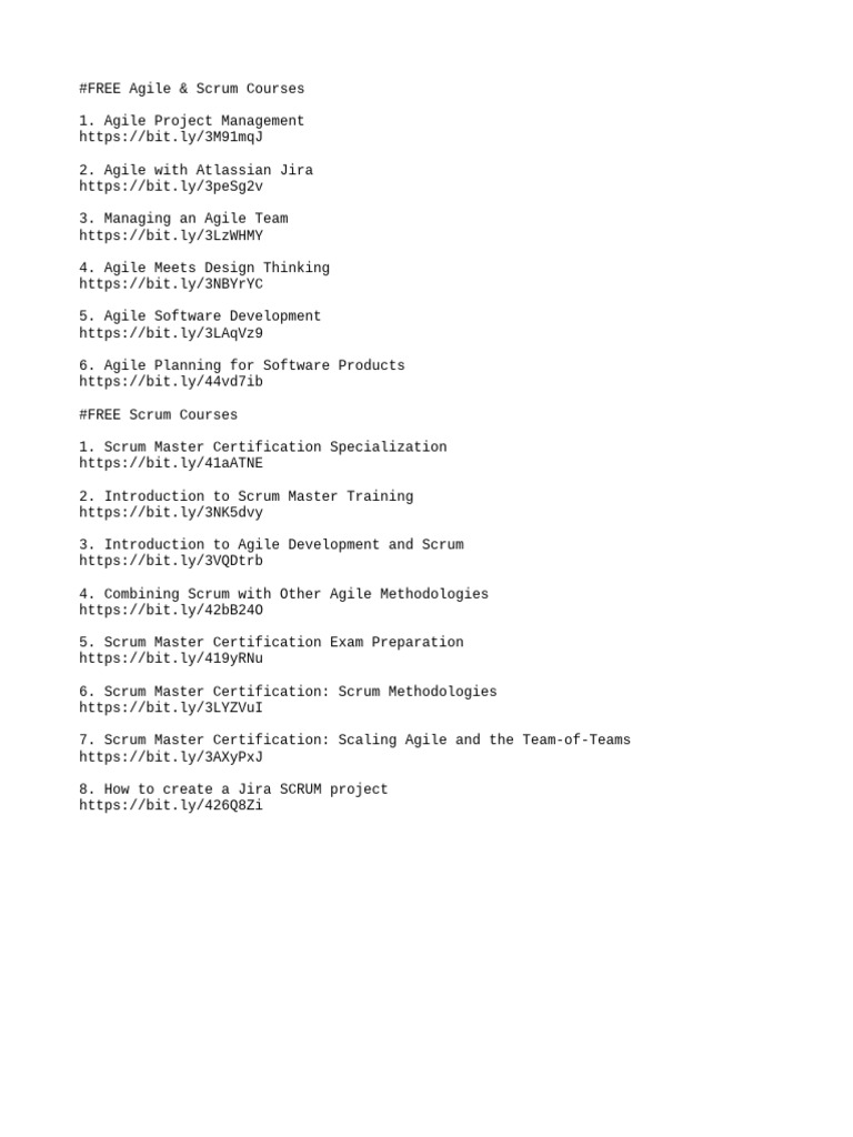 Free Agile Scrum Courses Pdf