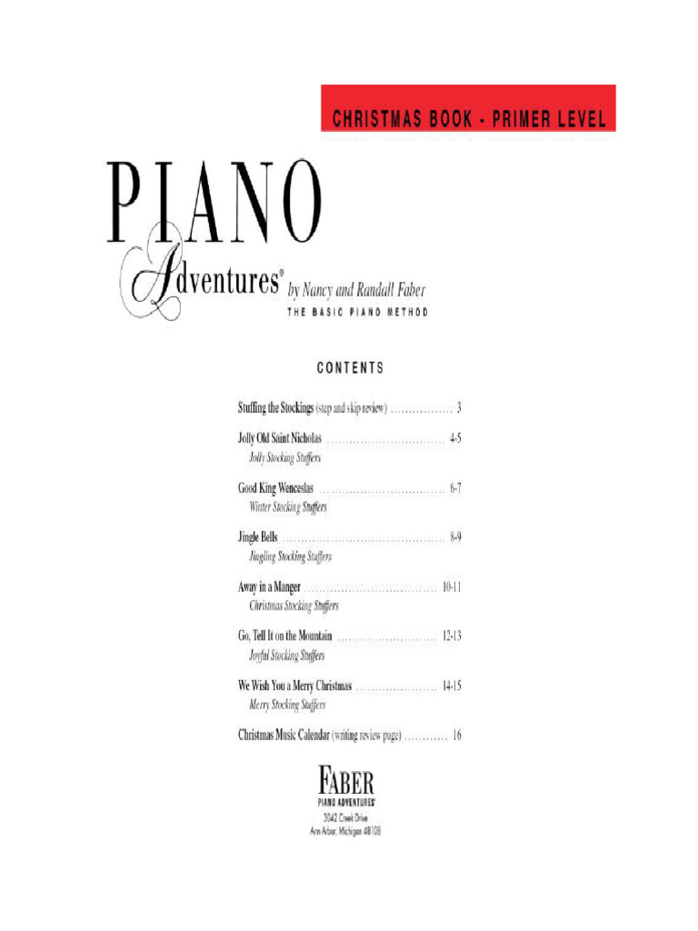 Primer Level Christmas Book Piano Adventures | PDF