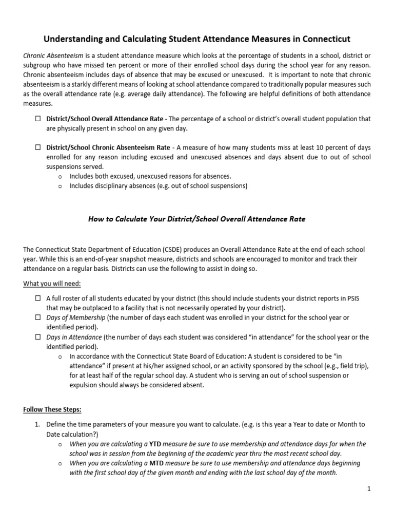 Connecticut Student Attendance Metrics | PDF