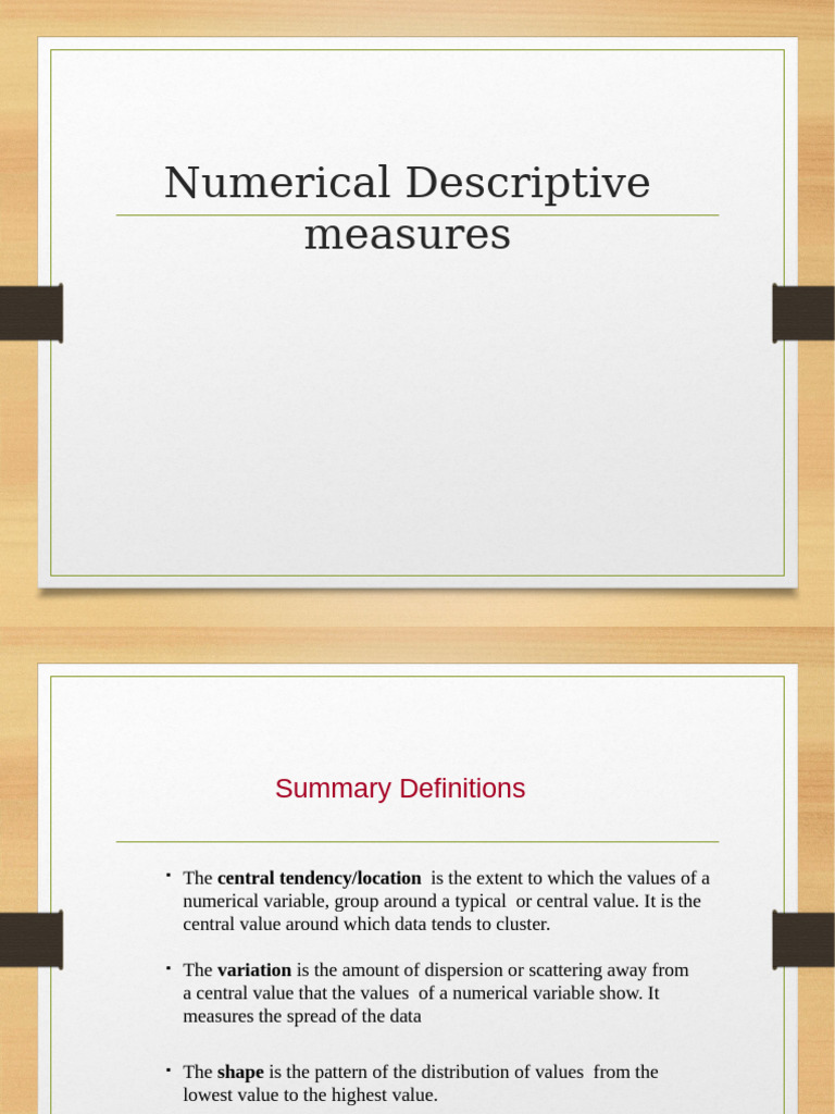 3 Numerical Descriptive Measures | PDF | Standard Deviation | Median