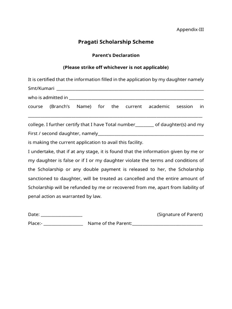 Parents Declaration | PDF