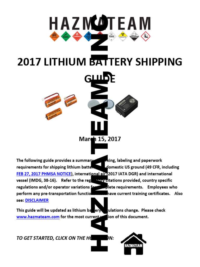 Lithium Battery Shipping Regulations | PDF | Rechargeable Battery ...