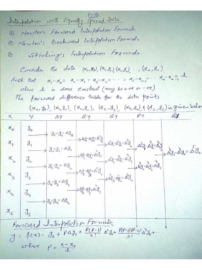 Notes - Newton's Forward Difference Formula | PDF