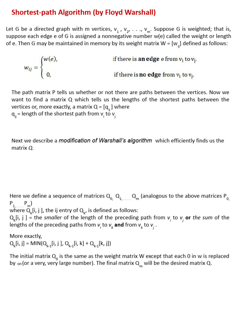 Floyd-Warshall Shortest Path Algorithm | PDF